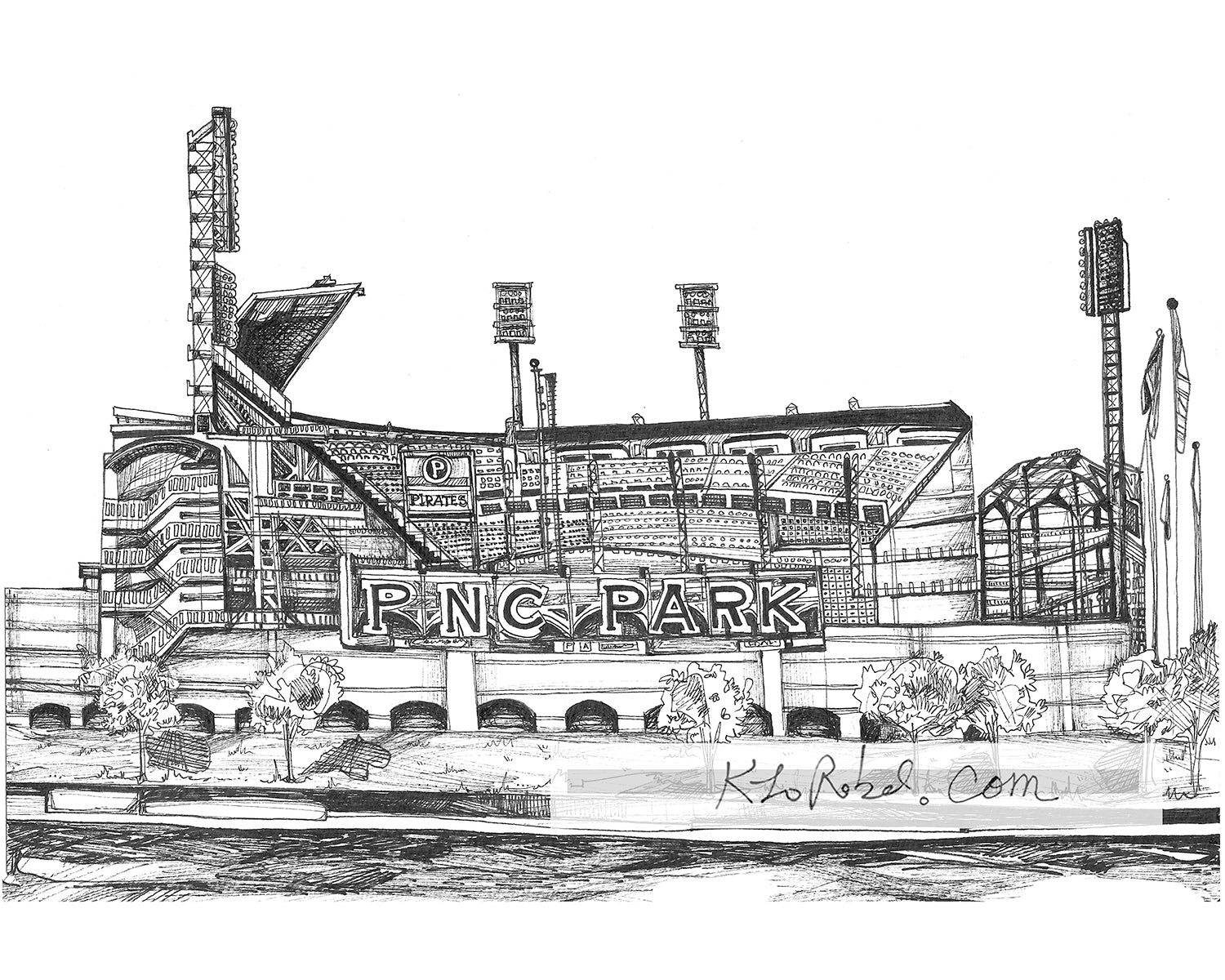 PNC Park Pittsburgh Sports Art Print KLoRebel Art Co pnc-park-pittsburgh-sports-art-print-klorebel-art-co